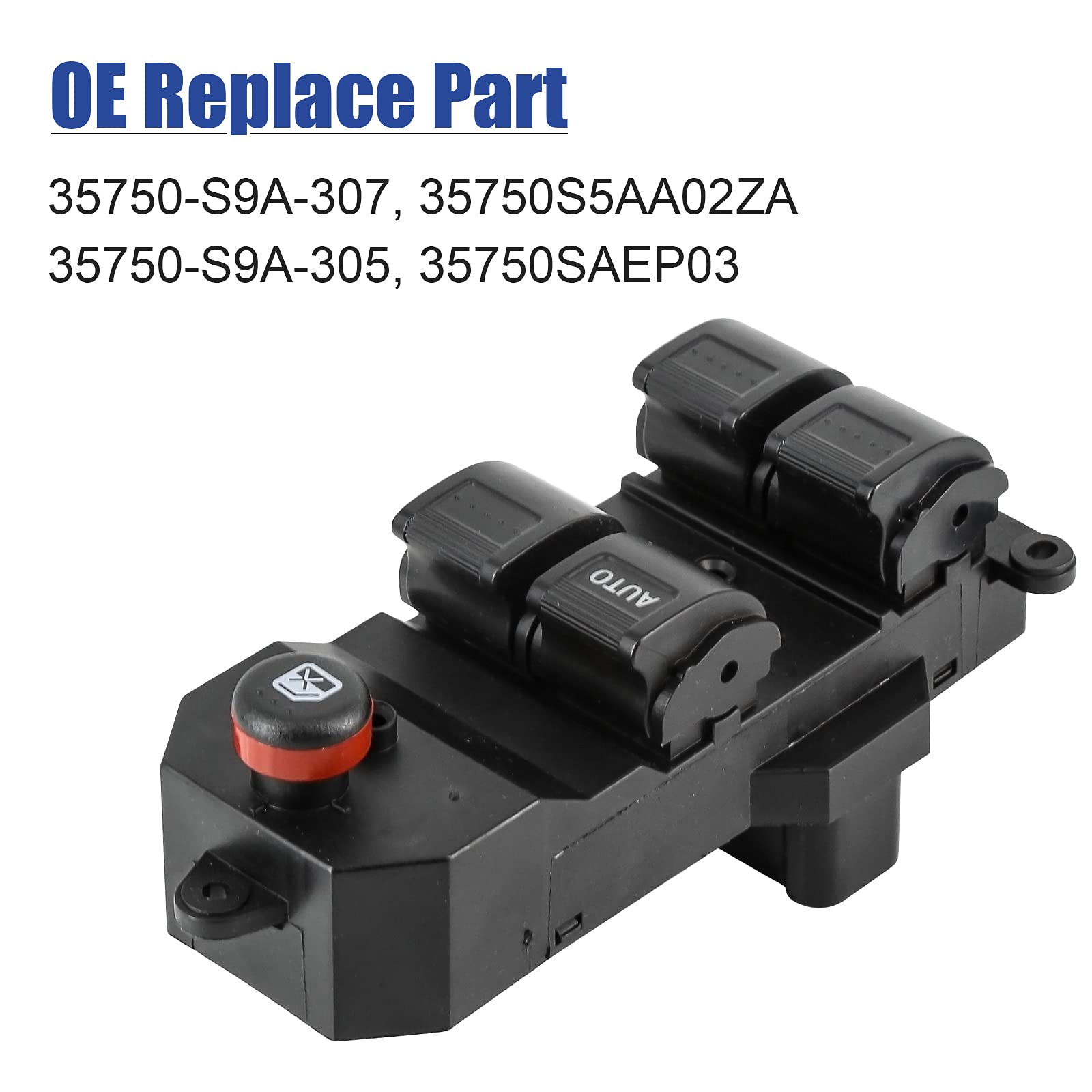 35750-S9A-307 Front Driver Side Power Master Control Window Switch Replacement for 2001-2005 Honda Civic, 2002-2006 Honda CR-V