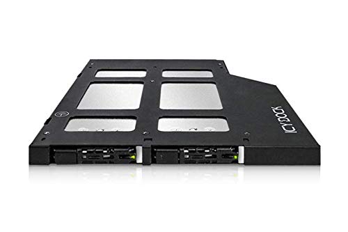 Icy Dock ToughArmor MB852M2PO-B Caddy Rack Mobile, 2X SSD NVMe M.2 Drive Adapter for Odd Ultra Slim (9.5mm) CD/DVD Drive Bay with OCuLink SFF-9402 Connector