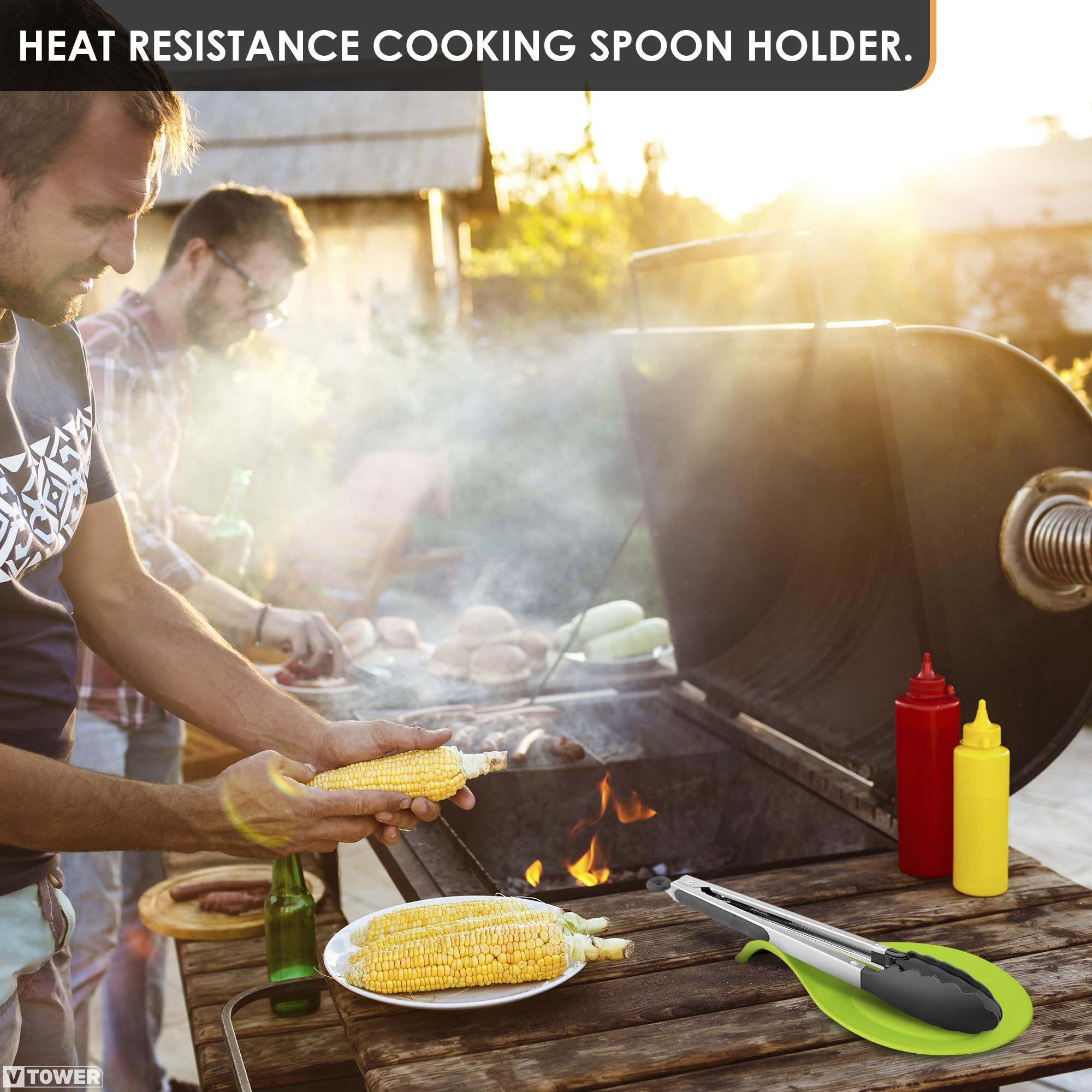 4Pcs Silicone Spoon Rest Set Kitchen Accessories - Heat Resistant Utensil Rest for Cooking Ladle Spoon Rest for Stove Top - Silicone Spatula Rest Spoon Rest Holder for Stove Top Kitchen Gadgets