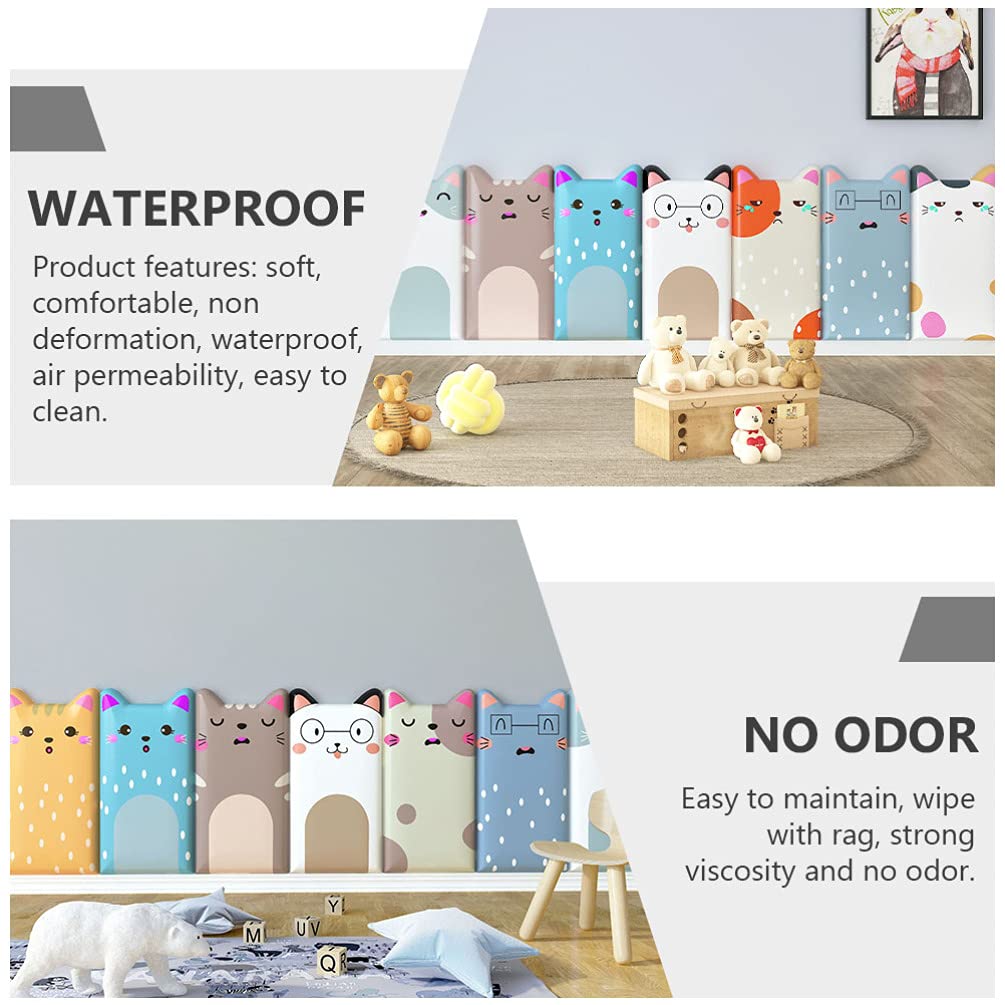 3D Self- Adhesive Thicken Wall Padding for Room, Anti- Collision Wall Stickers Cartoon Design Wallpaper Murals Soft Wall Mat for Nursery 1pcs (As Shown)