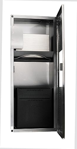 BOBRICK 36903 TrimLineSeries Stainless Steel Recessed Paper Towel Dispenser with 1.6-Gallon Waste Receptacle