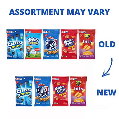 OREO Mini Cookies, CHIPS AHOY! Mini Cookies, Nutter Butter Bites & RITZ Bits Cheese Crackers Variety Pack, 15 Big Bags (assortment may vary)