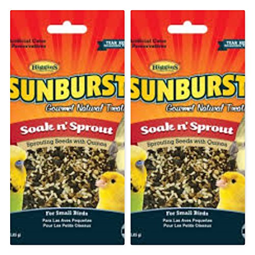 Higgins 2 Pack Sunburst Soak n' Sprout Small Bird Food Bird Treats, 1 oz. ea. Fun Bird Snack for Any Size Bird. Fast Delivery by Just Jak's Pet Market
