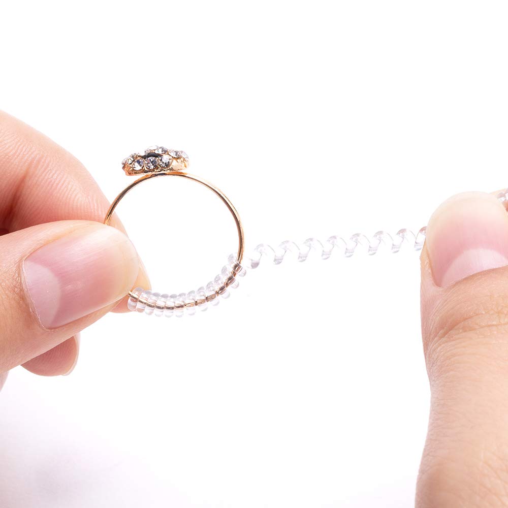 6 Pack Ring Size Adjuster for Loose Rings, 2 Styles Invisible Transparent Ring Sizer Adjusters with Silver Polishing Cloth