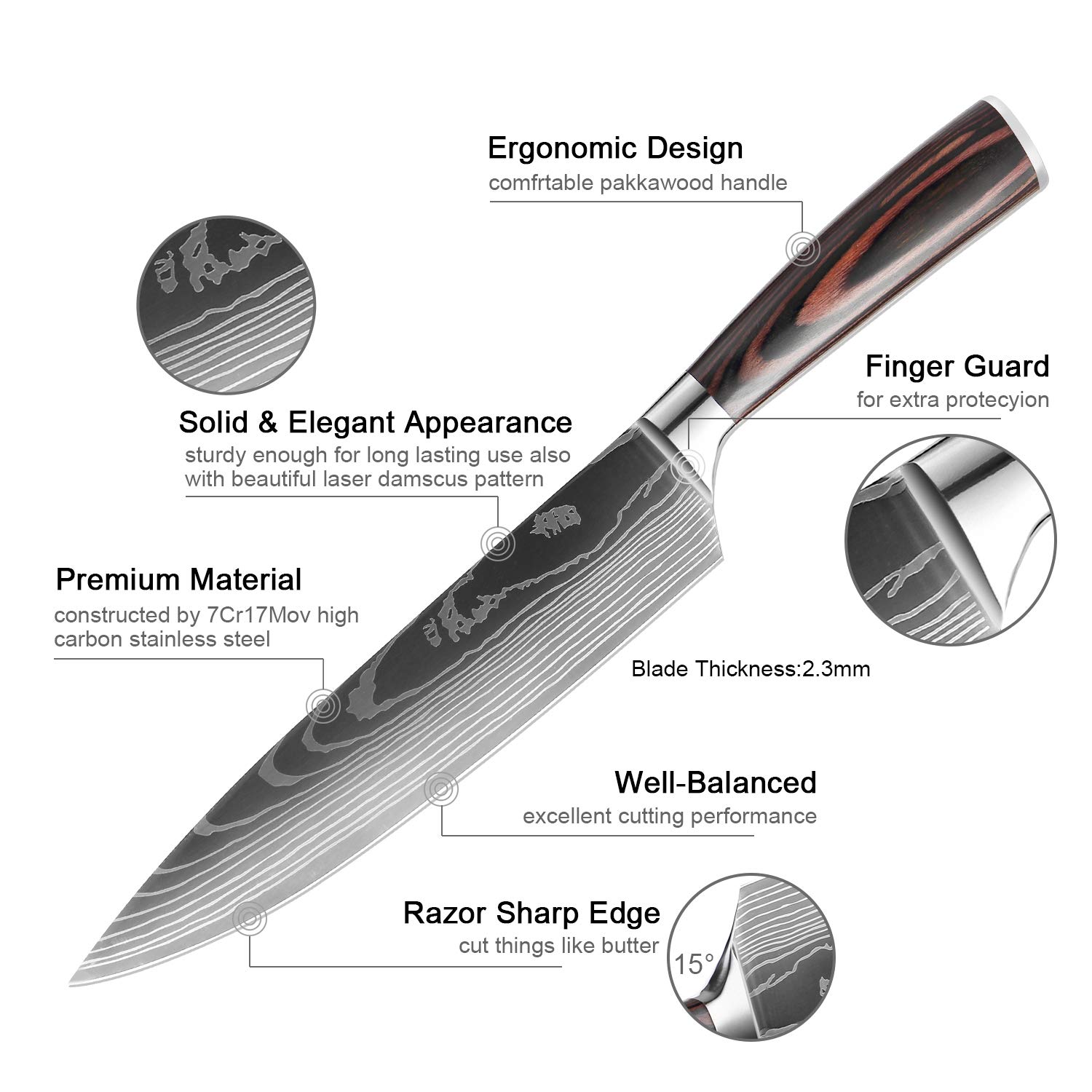 XITUO Kitchen Chef Knife Set,10 Piece High Carbon Stainless Steel Knives Pakkawood Handle, Ultra Sharp Cooking Knife & Gift Box (10PCS Chef Knife Set)