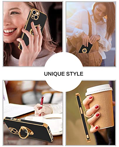 BENTOBEN iPhone 13 Case, Phone Case iPhone 13, Slim Fit 360° Ring Holder Shockproof Kickstand Magnetic Car Mount Supported Non-Slip Protective Women Girls Men Boys Cover for iPhone 13 6.1 Inch, Black