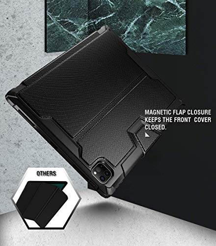 Poetic Explorer Series Designed for iPad Pro 12.9 2020 & 2018 Case, Full Body Triple Layers Tough 360 Degree Stand Folio Cover case with Built-in Screen Protector and Pencil Holder, Black