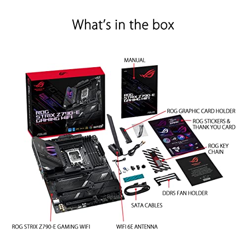ASUS ROG Strix Z790-E Gaming WiFi 6E LGA 1700(IntelĀ® 12th&13th Gen) ATX Gaming Motherboard(PCIe 5.0, DDR5,18+1 Power Stages,2.5 Gb LAN,Thunderbolt 4,5xM.2, 1xPCIe 5.0 M.2,Front Panel USB 3.2 Port)