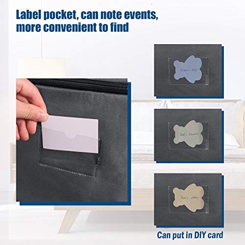 IHOMAGIC 2-Pack Under Bed Storage Bag, Zippered Clothes Storage Organizer with Handles - Storage Bins with Clear Pocket to Insert Label β for Clothing, Blankets, Towels 49L(Navy Blue/Dark Grey, S)