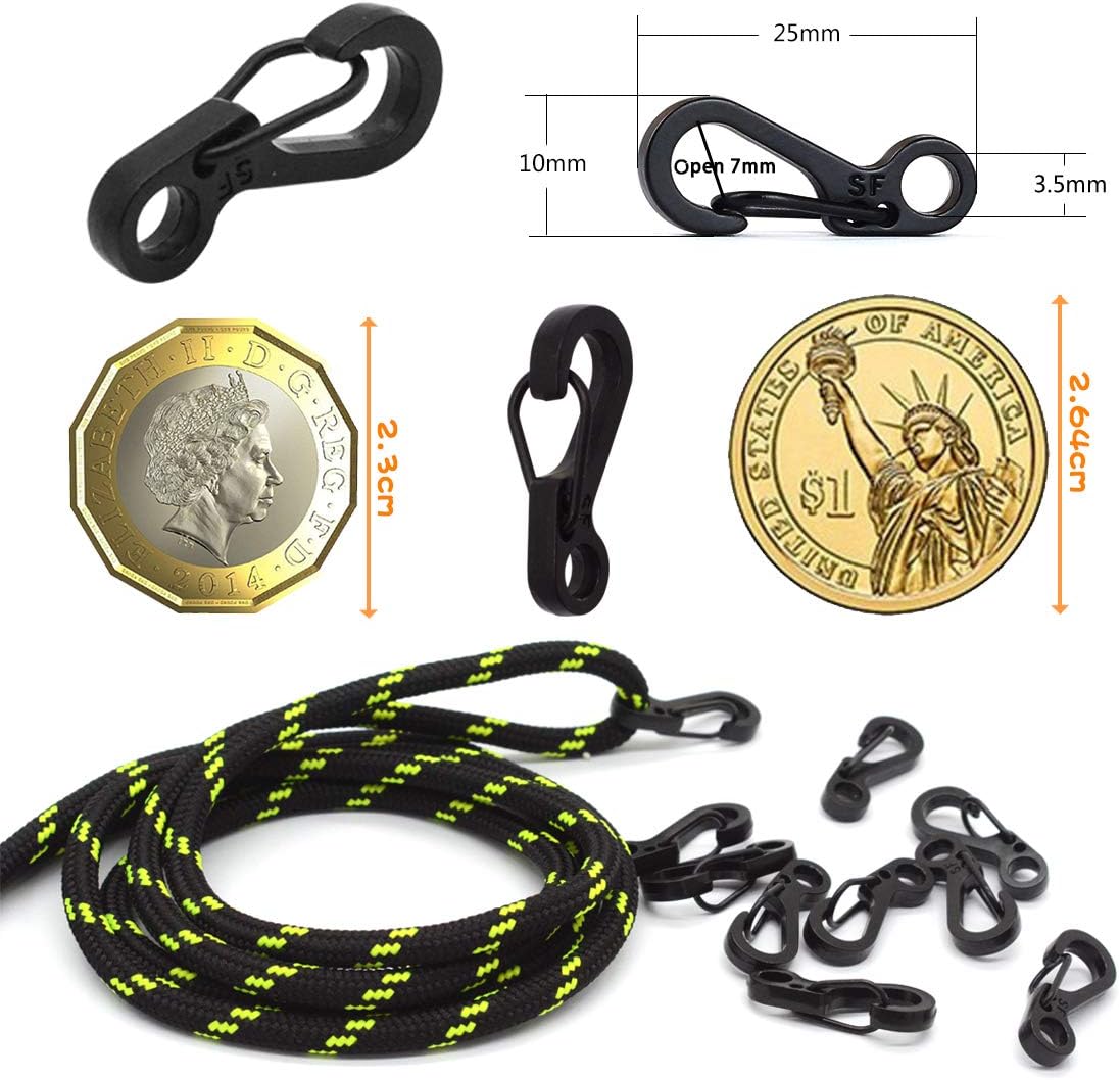 30PCS Mini SF Carabiner Clips Small Spring Snap Hook Tiny Carabiners Buckle Backpack Clasps EDC Keychain for Camping Bottle Using Accessories Paracod Tactical Survival Gear ( 3 Colors)
