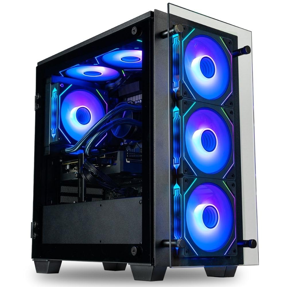 Stratos Micro Gaming Desktop - RTX 3070 (> 4060 TI), Intel 20 Core i7-14700KF (~ i9-13900K), 32GB DDR5 RAM, 1TB NVMe SSD + 3TB HDD, WiFi, W11H - Liquid Cooled RGB Gamer Computer