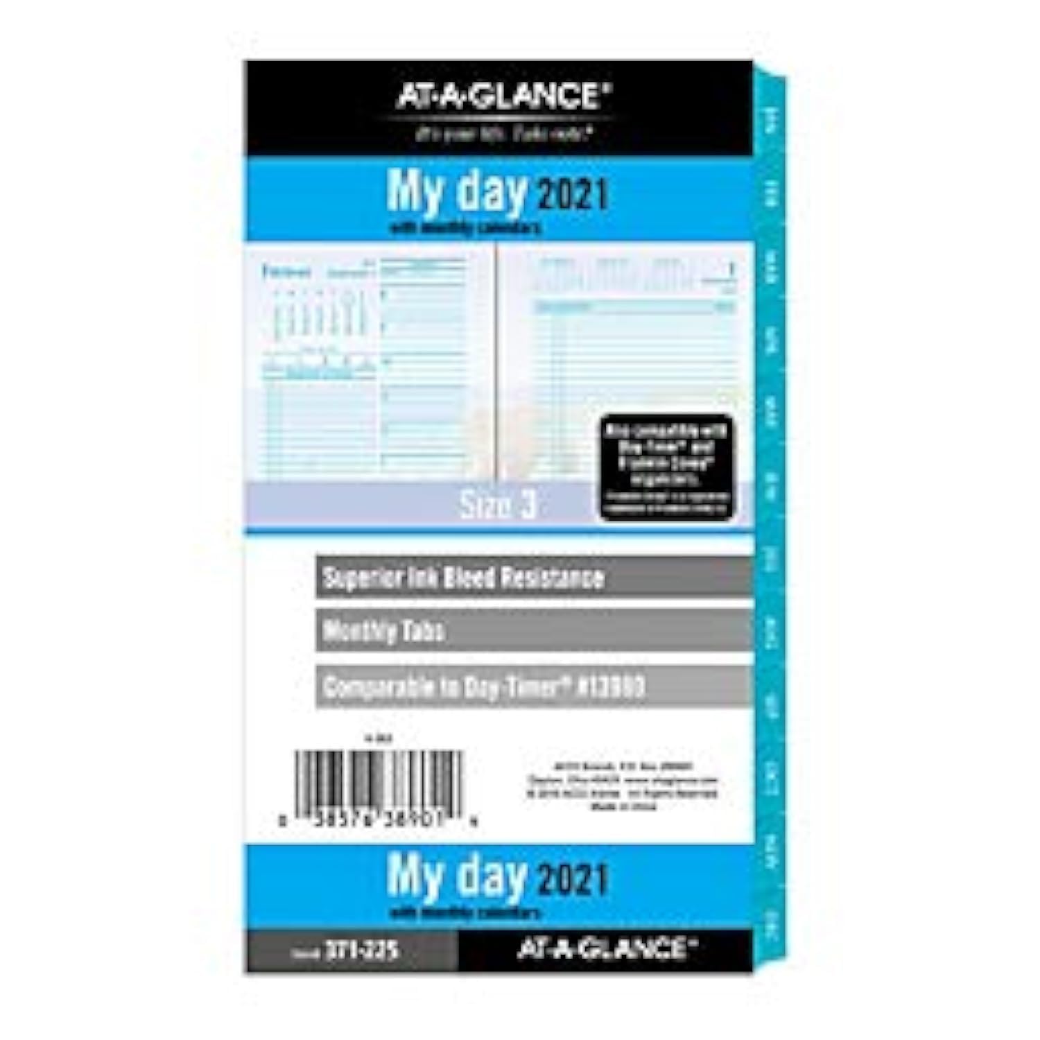 2021 Daily & Monthly Planner Refill by AT-A-GLANCE, 3-3/4" x 6-3/4", Size 3, Two Page per Day, Seascapes (371-225-21)