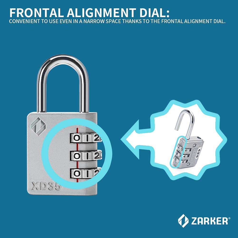 Zarker XD35 Combination Lock, 3-Digit Padlock for School Gym Sports LockerLock, Fence, Toolbox, Case, Hasp Storage (1-Pack, Emerald)