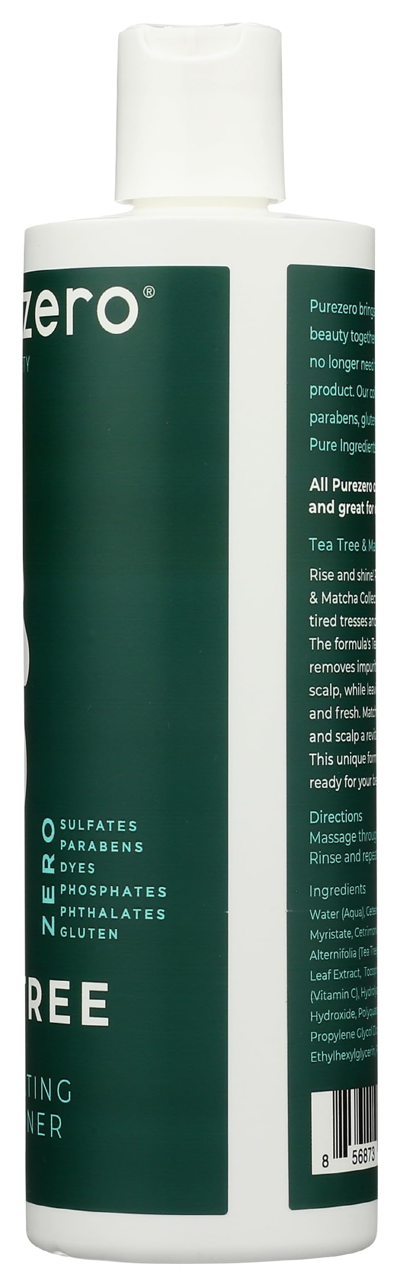 Purezero Tea Tree & Matcha Conditioner - Minty Nourishing & Invigorating Scalp Treatment - Zero Sulfates, Parabens, Dyes Vegan and Cruelty Free - 12 oz