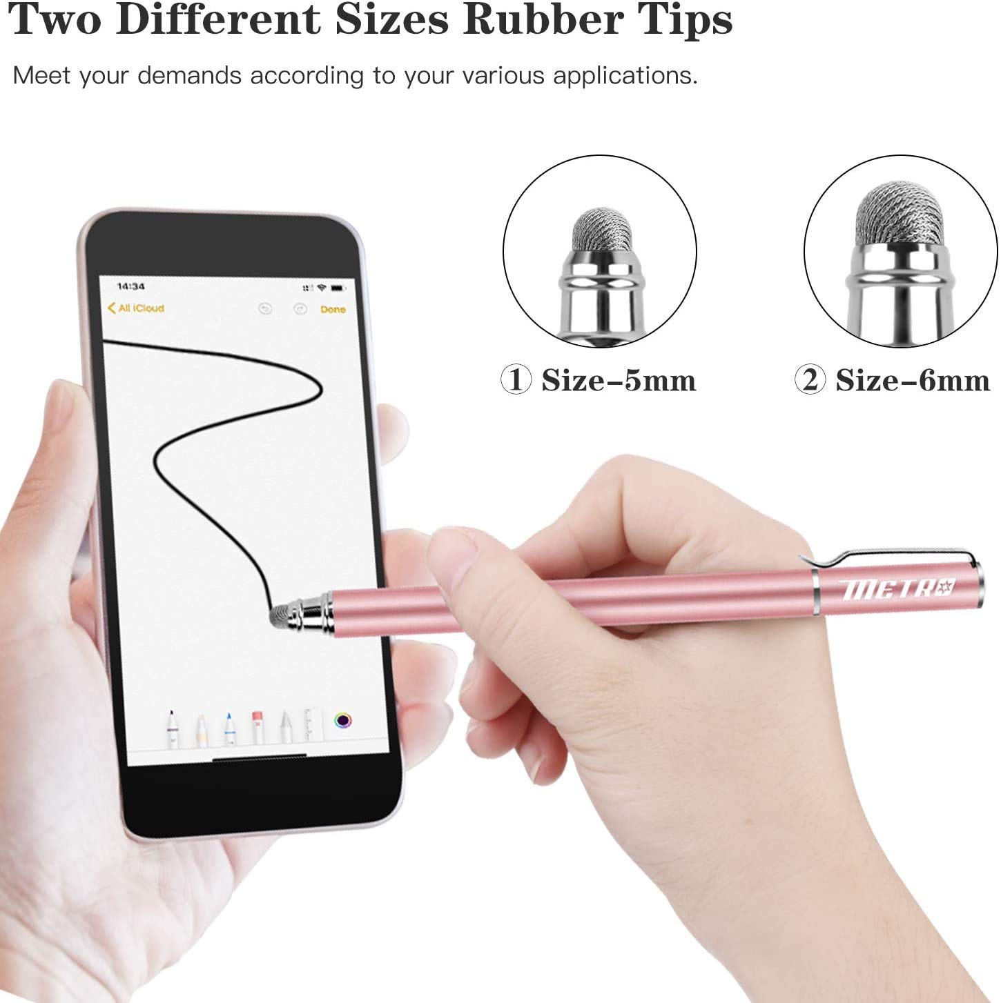METRO Replaceable Mesh Fiber Tips for METRO Dual-tip Capacitive Stylus Pens Only (10 Pcs 0.2" Tips, 10 Pcs 0.24" Tips)