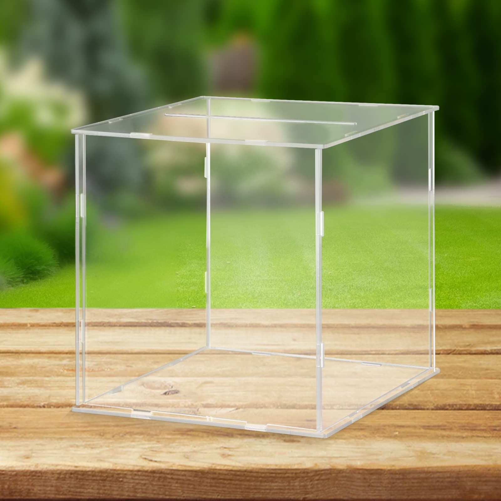 Clear Acrylic Wedding Card Box Large DIY Card Boxes with 4 "Card" Text Stickers Gift Card Box Money Box Holder for Wedding Reception Anniversary Birthday Party Baby Shower Graduation Decorations