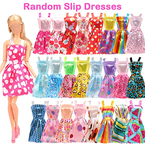BARWA 42 pcs Doll Clothes and Accessories 10 pcs Party Dresses 32 pcs Shoes, Crown, Necklace Accessories for 11.5 inch Doll