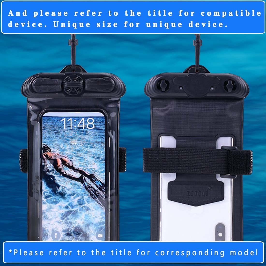 Puccy Case Cover, Compatible with LG G3 S Dual / G3 Beat Dual Black Waterproof Pouch Dry Bag (Not Screen Protector Film) New Version