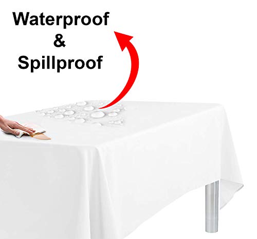 Sonluma 6 Pack 108" X 54" White Premium Disposable Plastic Tablecloth for 8ft Long Rectangle Tables, Waterproof Covers for Indoor or Outdoor Events & Parties