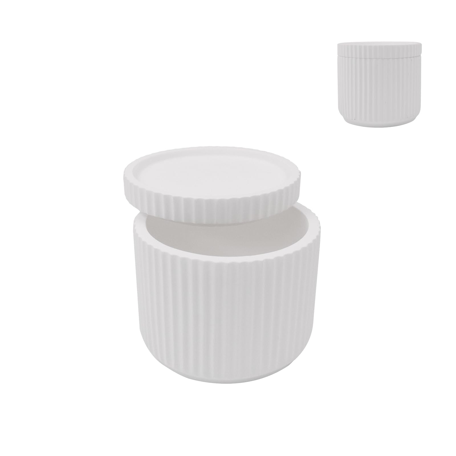 HEVSTIL Qtip Holder Dispenser with Lid Diatomite Holder Dispenser for Cotton Ball, Cotton Swab, Cotton Round Pads, Floss Picks for Bathroom Canister Storage Organization, Vanity Makeup Organizer