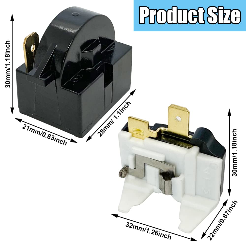 QP2-4.7 /4R7 1 Pin Refrigerator Starter PTC Start Relay w/ 6750C-0005P Refrigerator Overload Protector, Compatible with Kenmore Vissani LG Refrigerator Compressor for Mini Fridges, Wine/Beer Coolers
