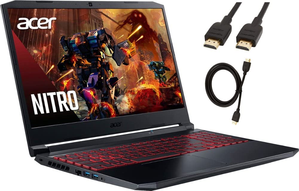 Acer Nitro 5 15.6" FHD IPS 144Hz Display Gaming Laptop | Intel Core i7-11800H | NVIDIA GeForce RTX 3050Ti | 16GB RAM | 512GB SSD | Backlit Keyboard | Windows 11 | with HDMI Cable Bundle