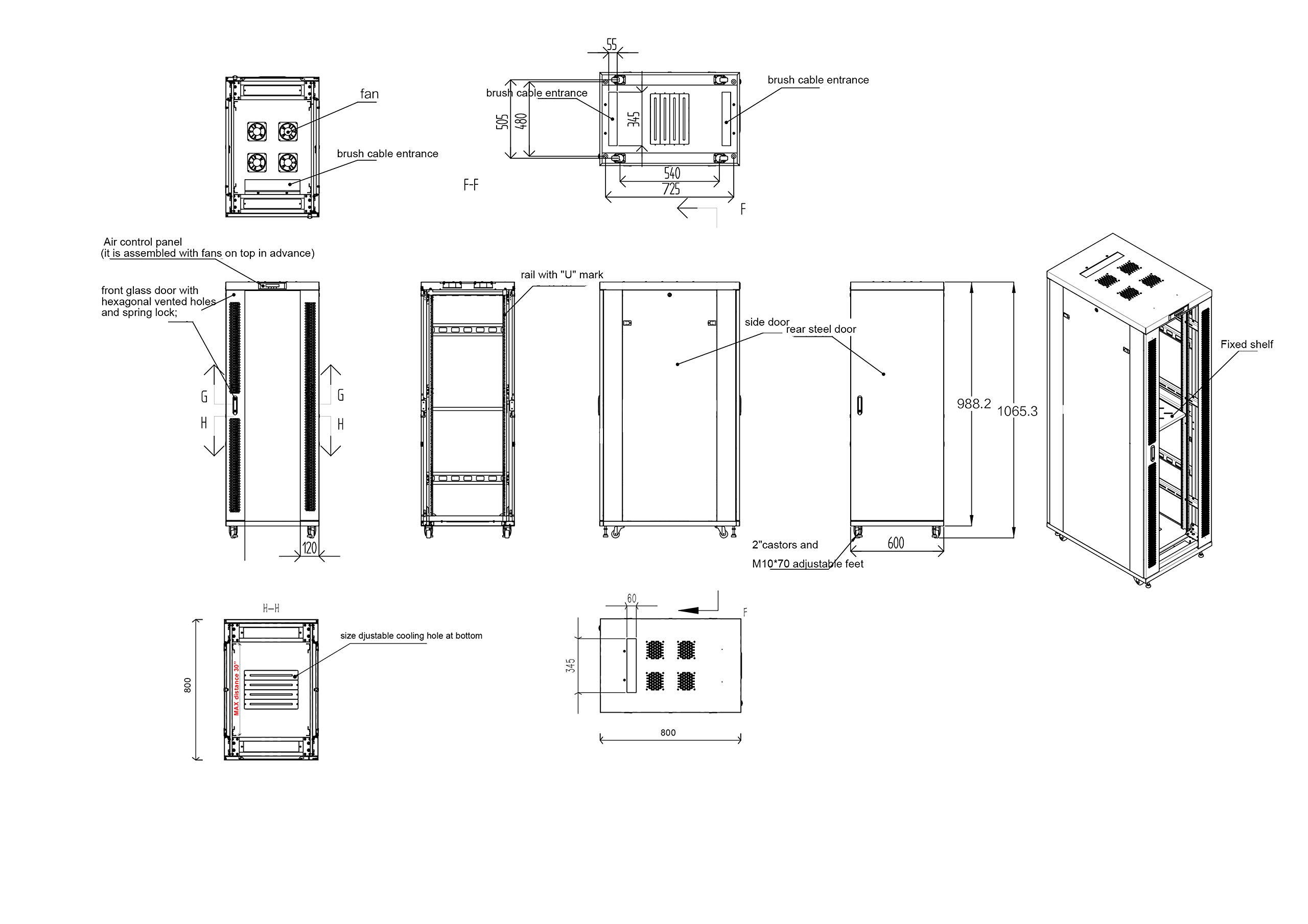 Server Rack - Locking Cabinet - Network Rack Cabinet Enclosure - 32U - Rack Mount - 39 Inch Deep - Server Cabinet - on Wheels - Shelf - Cooling Fan - Thermostat - Sysracks - SRF