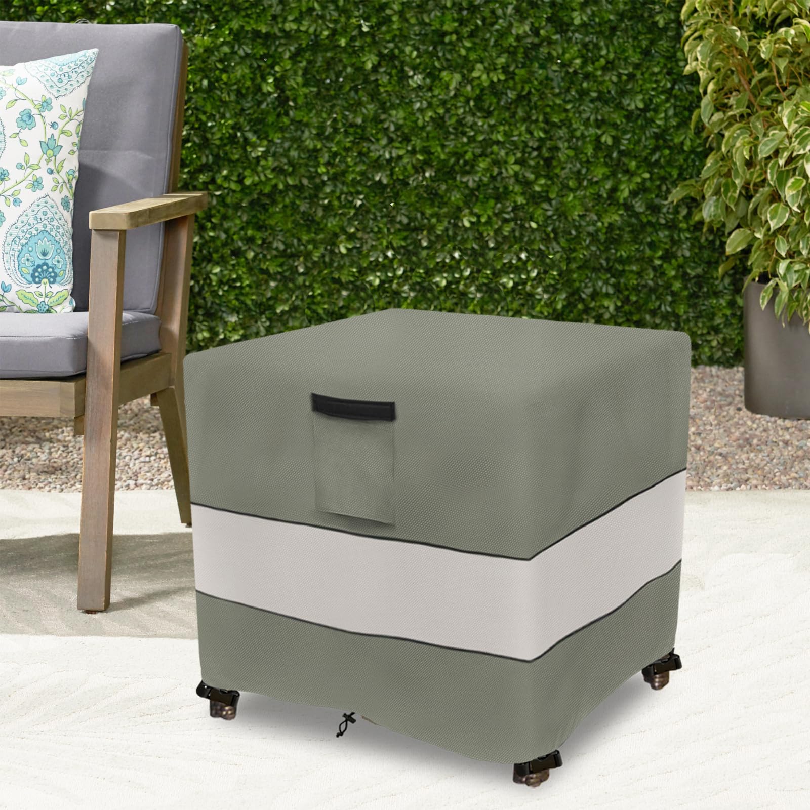 Aacabo Round Patio Table Cover,Suitable for 36 Inch Diameter Patio Round Table,Waterproof Heavy Duty Round Outdoor Coffee Table Cover,Grey green