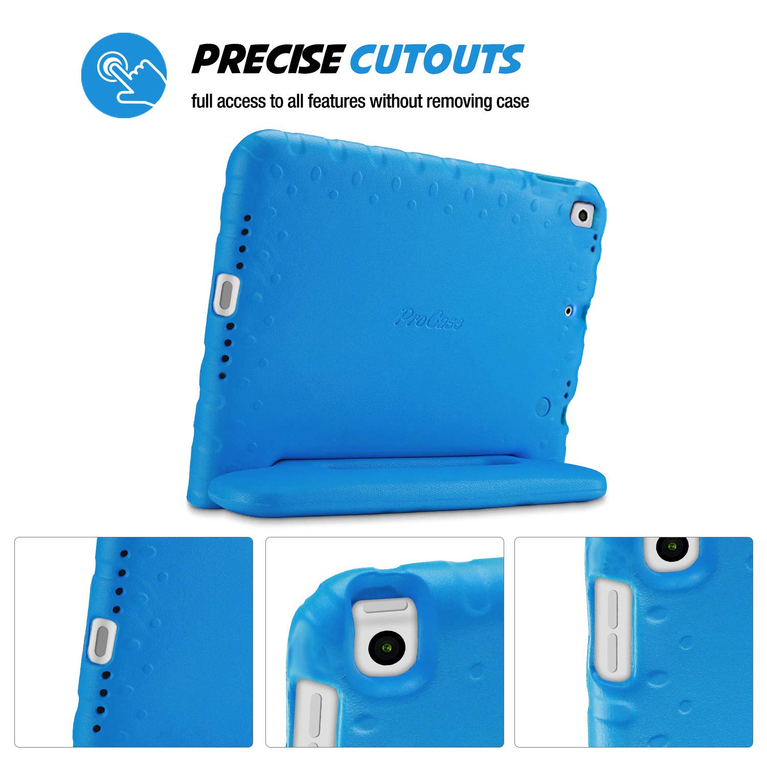 ProCase Kids Case for iPad 9th Generation/iPad 8/iPad 7, iPad 10.2 Case 2021 2020 2019/iPad Air 10.5/iPad Pro 10.5 Kids Case, Shockproof Lightweight Case with Convertible Handle-Blue