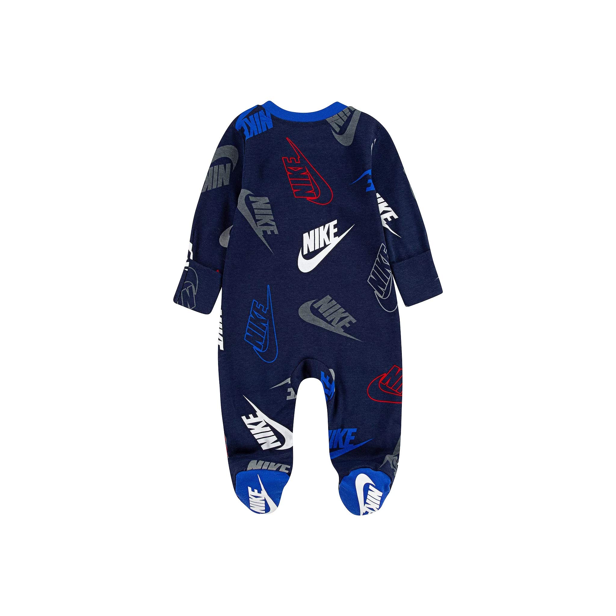 Nike Baby Boy Logo Sleep & Play Full Zip Coverall (Midnight Navy(56G821-U90)/Red, 0-3 Months)