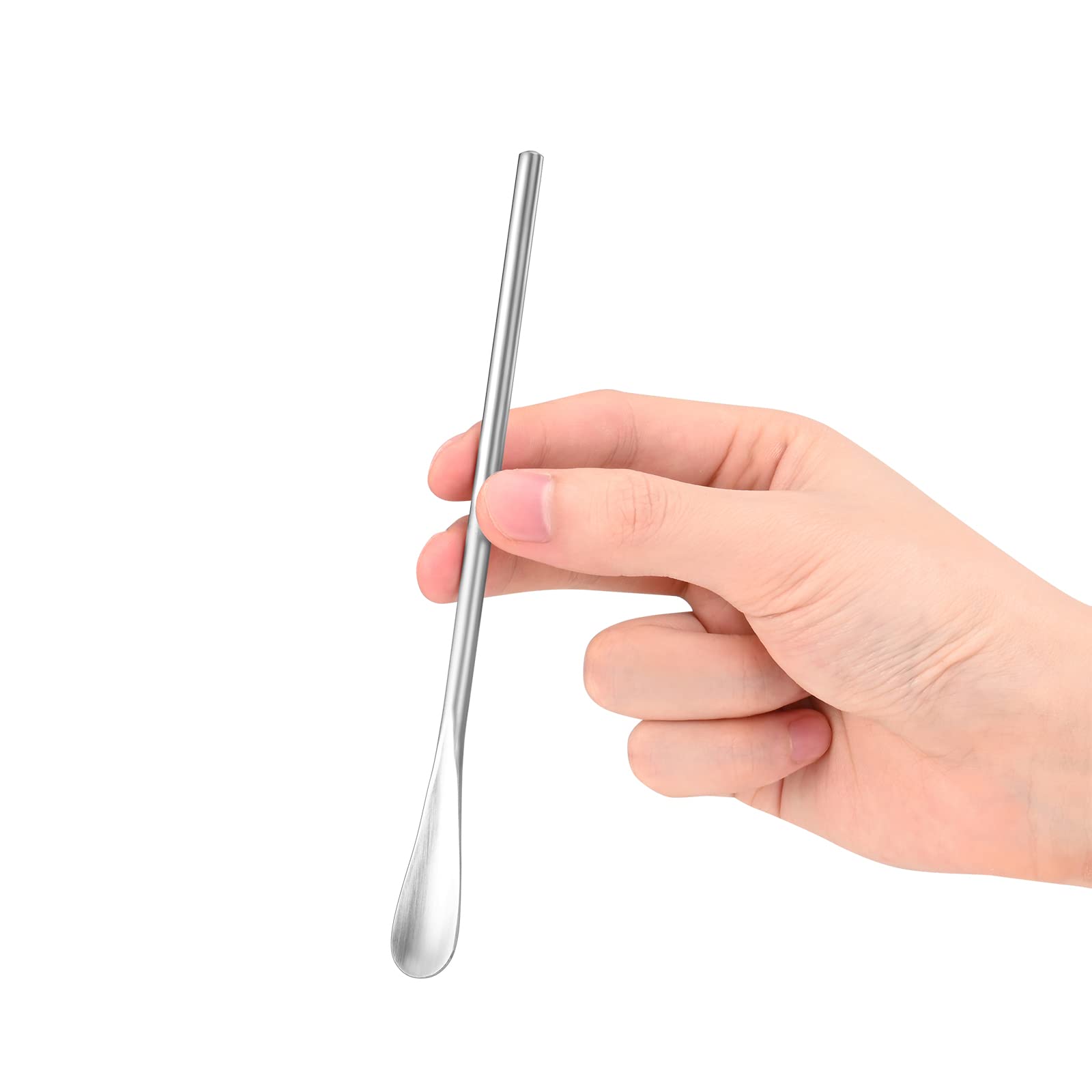 6.2Inch/15.8cm Coffee Stirrers Spoon,Silver Stainless Steel 304# Coffee Stir Sticks,Round Solid Handle Cocktail Beverage Iced Tea Stirring Stick,Drink Mixing Spoon,Set of 4