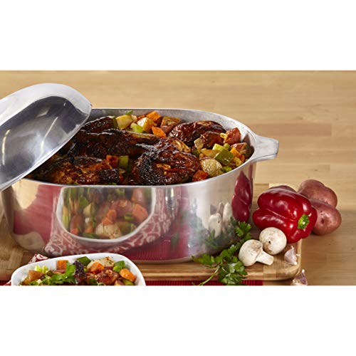 IMUSA USA Heavy Duty Cajun Oval Aluminum Roaster 15, Silver