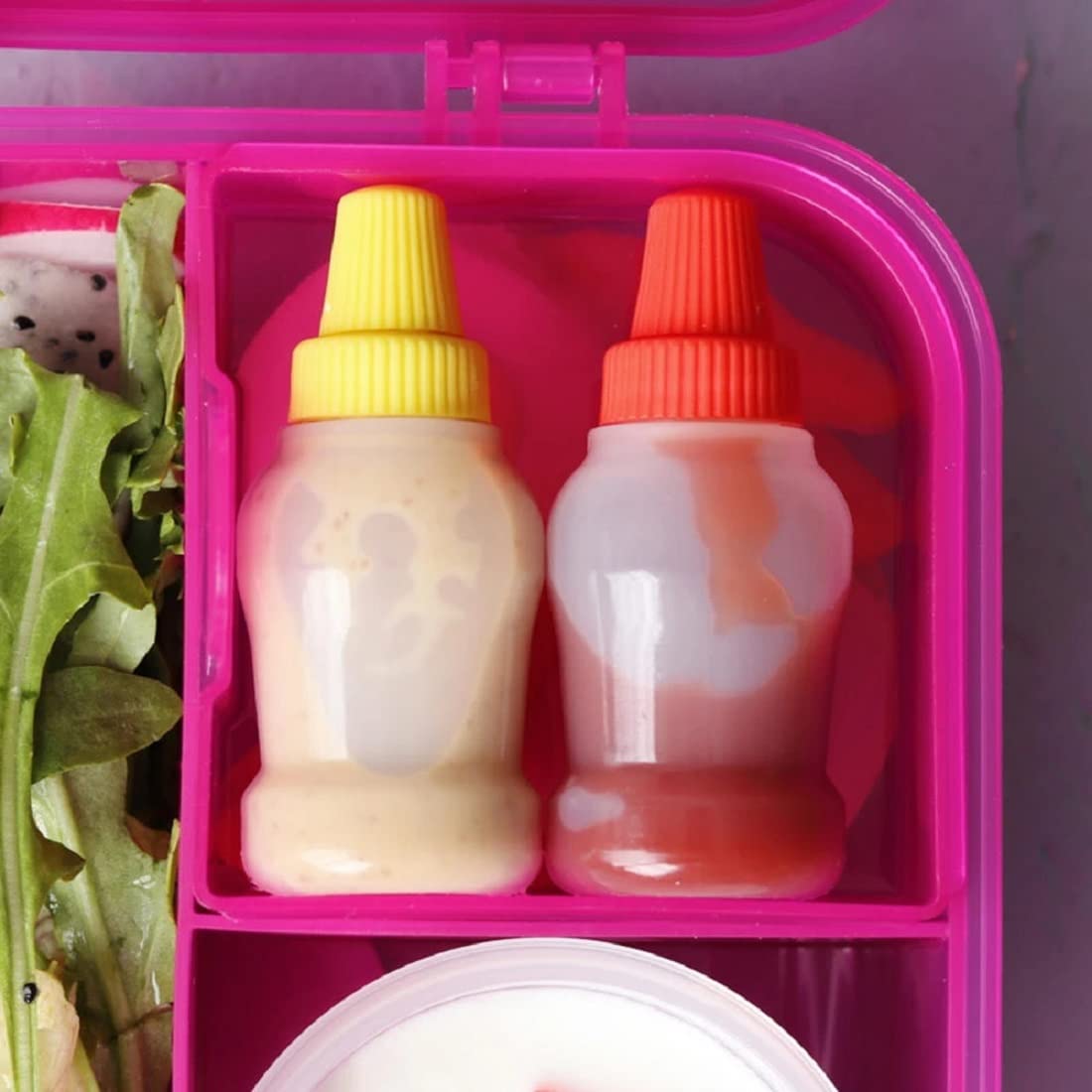 4 Pcs Mini Ketchup Bottles, 25ml Condiment Squeeze Bottle with Sturdy Screw Cap, Plastic Portable Sauce Container for Bento Box Accessories, Mini Condiment Squeeze Bottles for Sauces, Salad Dressing