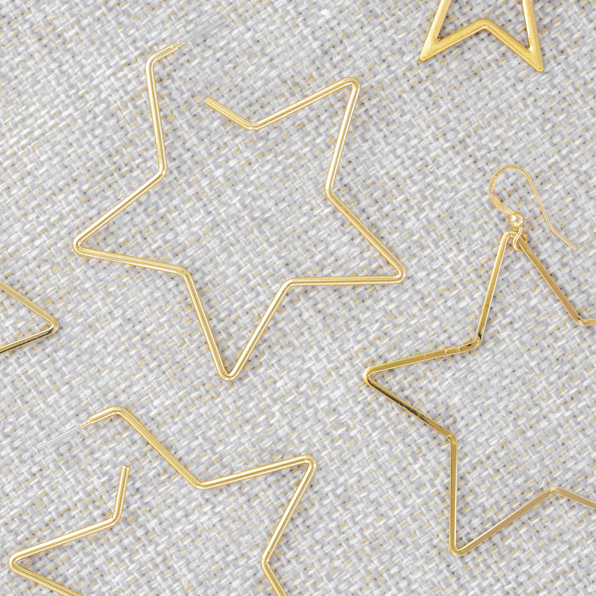 And Lovely 14K Gold Dipped Star Earrings - Statement Hoop Earrings - Drop Dangle Earrings (Gold Star Hoop)