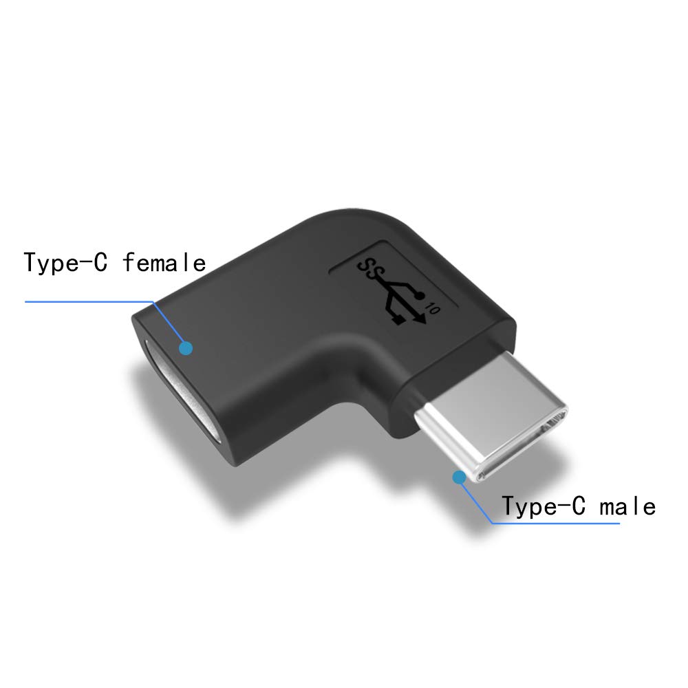 rgzhihuifz Type-C Right Angle Adapter,Type-C Male to Type-C Female Adapter, 2-Pack,90 Degree Type C Adapter,Right & Left Angled 90 Degree Type-C Extension Adapter for Laptop & Tablet & Mobile Phone