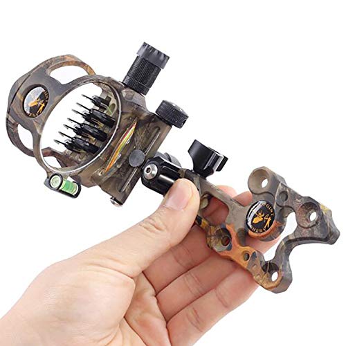 ACEXIER 7 Pins Compound Bow Sight 0.019 Optical Fiber Retinal Sight 16cm CNC Aluminum Horizontal Vertical Adjustment Bow Sight Shooting