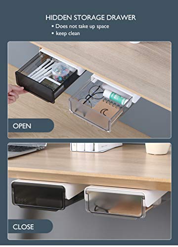 COZYWELL Under Desk Storage Drawer, Pack of 2PCS Attachable Desk Drawer Slide-out, Self-Adhesive Under Desk Organizer Table Storage for Stationery Home Office Organization