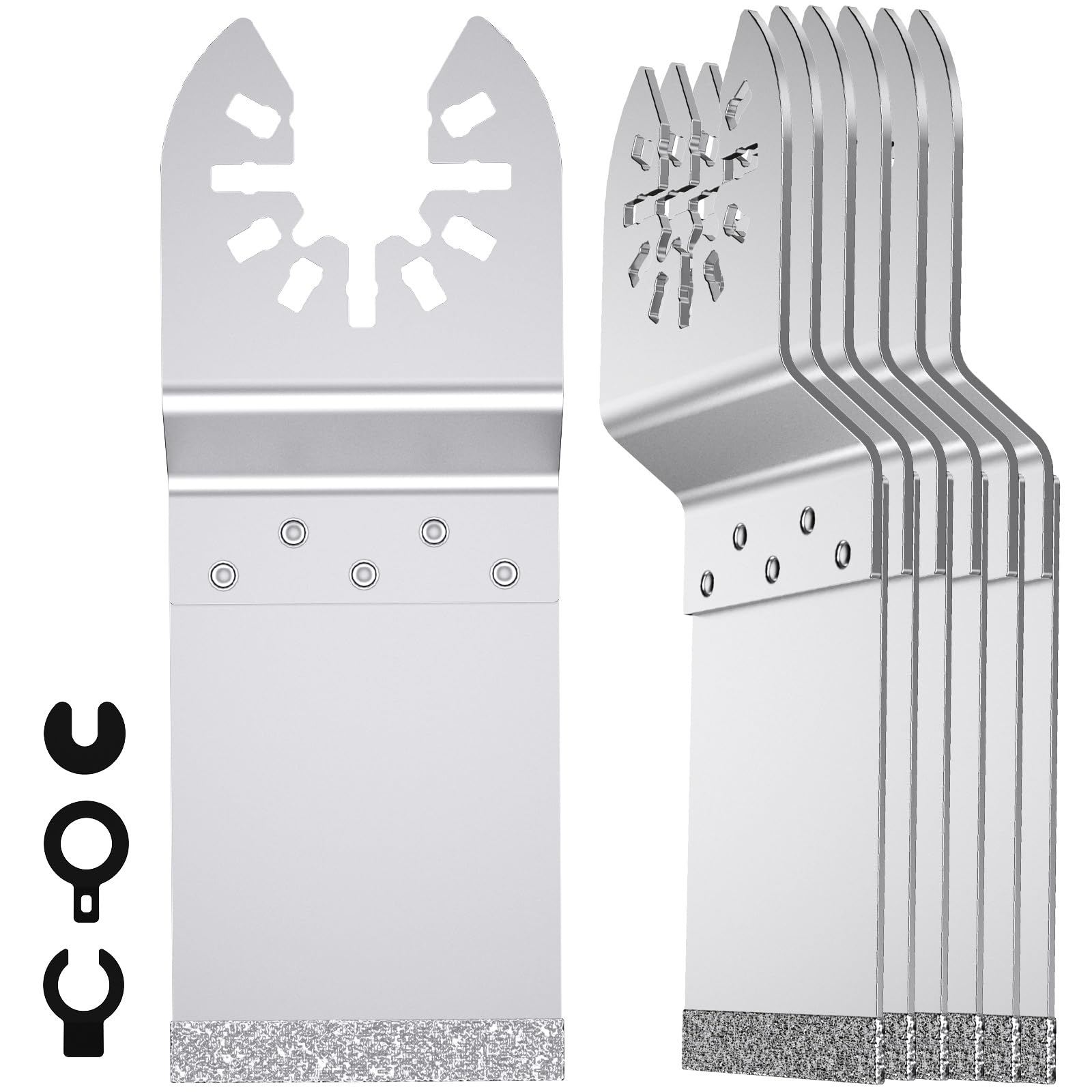 6 Pcs Diamond Oscillating Multi Tool Blades Set, Multifunctional Diamond Multitool Blades Kit Universal Flat Grout Removing Saw Blades for Grout Removal Fit DeWalt Milwaukee Makita Ryobi and More