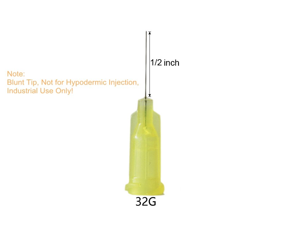 BSTEAN 50 Pack Blunt Tip Dispensing Needle with Luer Lock, Industrial Unsterilized (32G, 1/2 Inch)