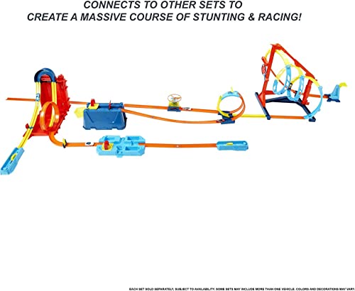 Hot Wheels Track Builder Playset Split Loop Pack & 1 Toy Car in 1:64 Scale, Compatible with Other Hot Wheels Sets and Track Builder Straight Track Set, 37 Component Parts & 1:64 Scale Toy Car