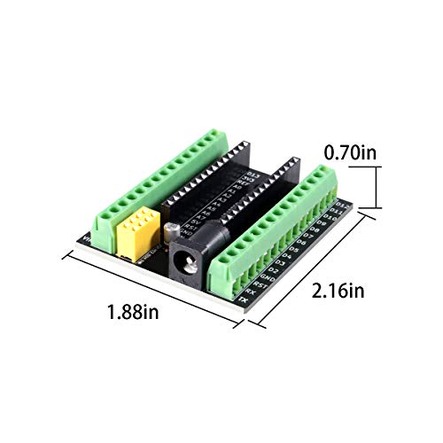 3PCS Nano Terminal Expansion Adapter Board Compatible with Arduino Nano V3.0 AVR ATMEGA328P with NRF2401+ Expansion Interface, DC Power Supply Interface