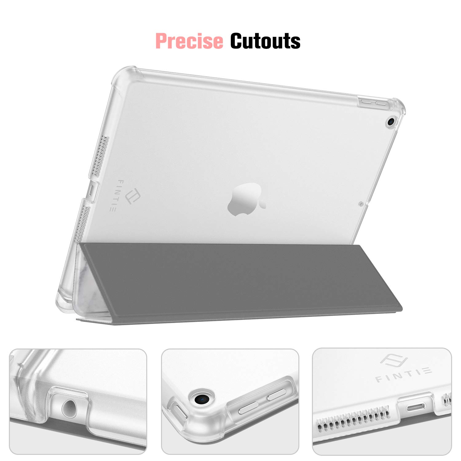 Fintie Case with Pencil Holder for iPad 9th / 8th / 7th Generation (2021/2020/2019) 10.2 Inch - Slim Shell Hard Case with Translucent Frosted Stand Back Cover, Auto Sleep/Wake, Marble White