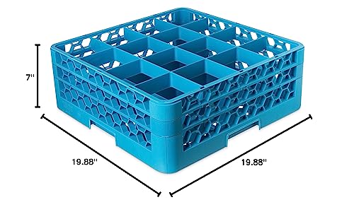 Carlisle FoodService Products RG16-214 FBA_RG16214 16 Compartment Glass Rack with 2 Extenders, 7.12", Blue
