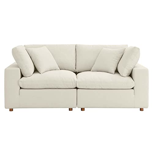 Modway Commix Modular Sofa, Loveseat sectional, Light Beige Fabric