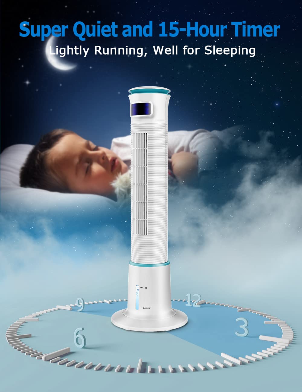 Evaporative Cooler - BREEZEWELL 2 IN 1 Portable Air Cooler, 70°Oscillating Evaporative Cooling Fan, Remote Control w/4 Modes & 3 Speeds, 15H Quiet Timer, Air Conditioner Portable for Room Office, 43IN
