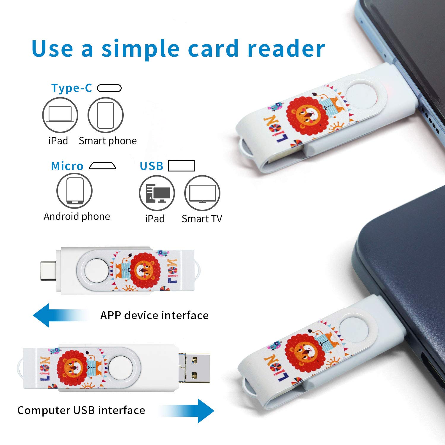 VATAPO 3.1 128GB 3 in 1 High Speed Flash Drive for Android Phones with OTG Function.Tablets,Laptop,Desktop,Photo Stick for Samsung Galaxy,LG,Google Pixel,Hua Wei.Moto,One Plus,etc.(Not for iPhone)