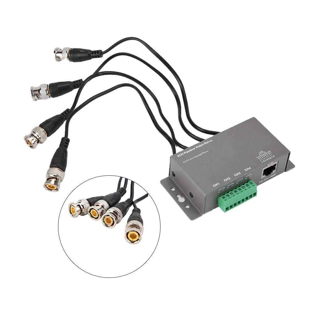 Simlug 4CH Passive Video Balun, Passive Video Balun Transceiver, NTSC,PAL,and SECAM Video Formats 60dB Crosstalk and Noise Immunity, for HD CCTV Office