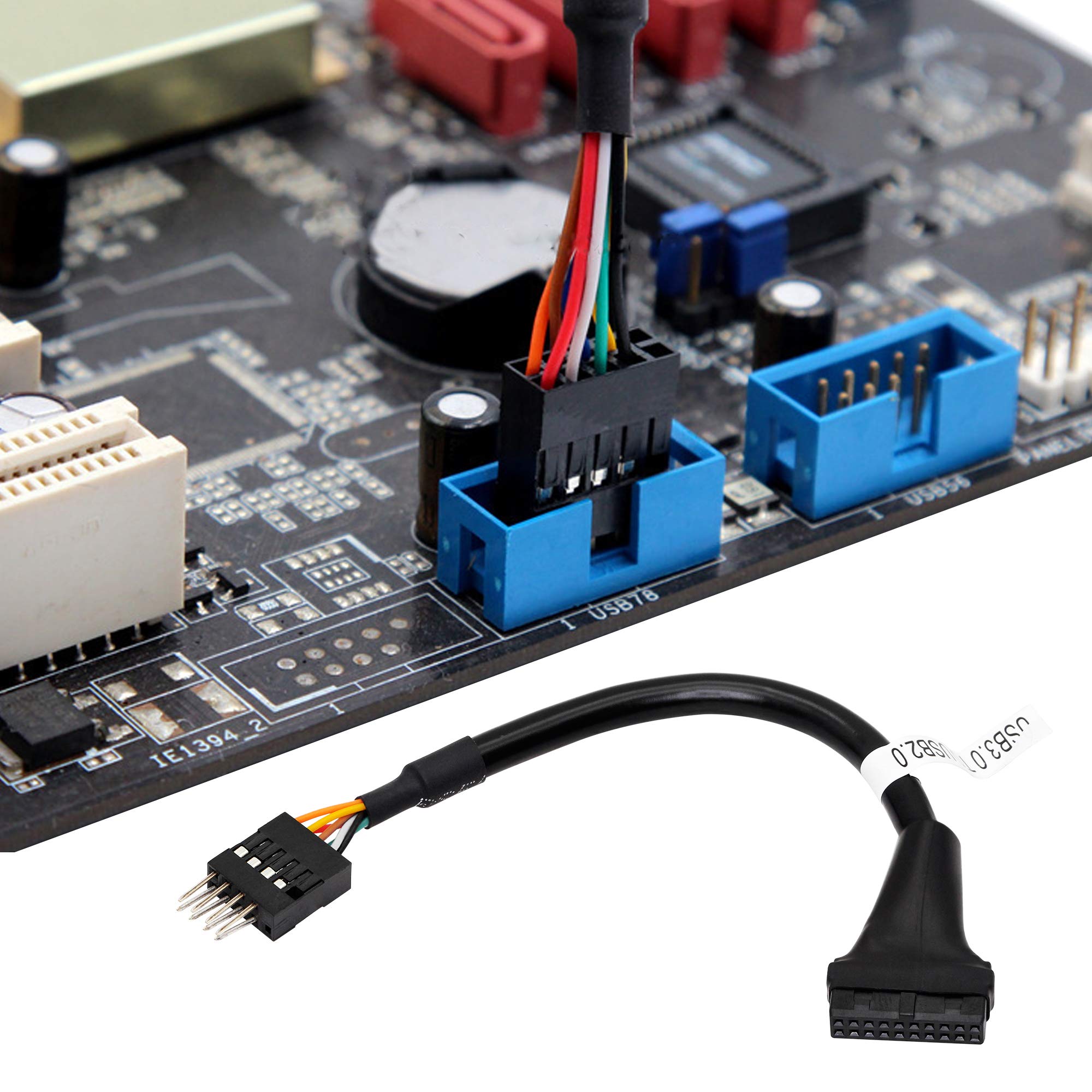 SinLoon USB 3.0 Header to USB 2.0, USB 3.0 19 Pin Female to USB 2.0 9 Pin Connectors Motherboard Cable for Data Transmission 2-Pack (19Pin Female)