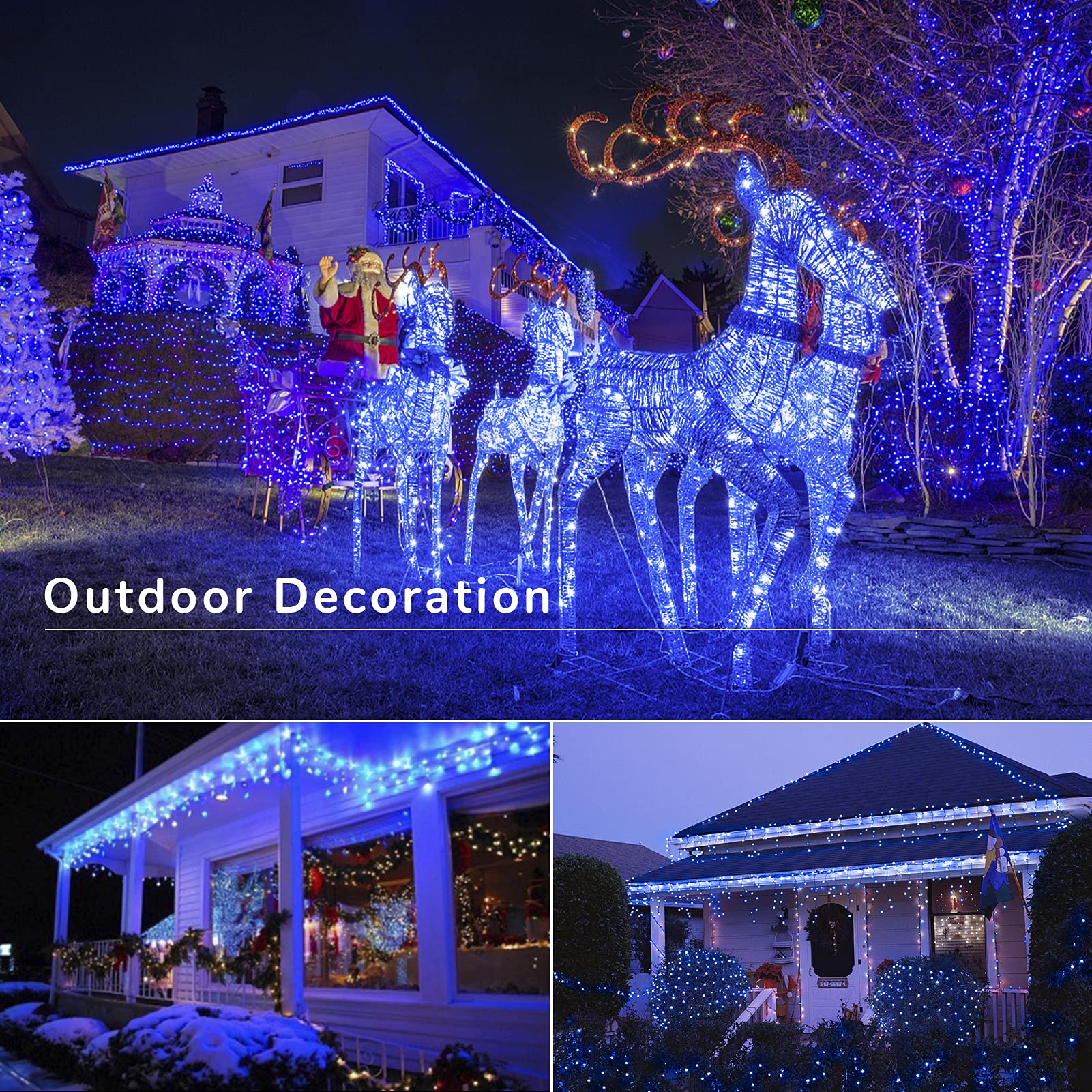 300 LEDs String Lights 108Ft Indoor Outdoor Decor Christmas Fairy String Lights, 8 Modes Waterproof Fairy Twinkle Decorative Lights for Home Halloween Wedding Yard Tree Party Decoration(Blue)