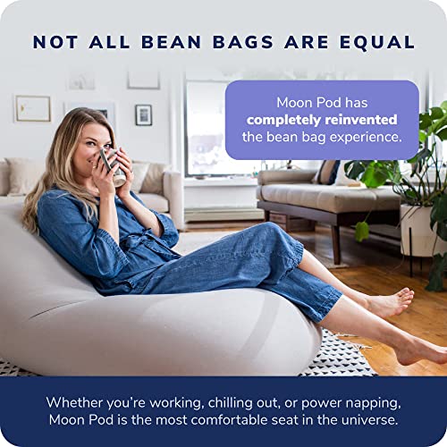 Moon Pod Adult Beanbag Chair, Gray – The Zero-Gravity Bean Bag Chair for Stress, Comfort, and All Day Deep Relaxation – Ultra Soft and Ergonomic Support for Back and Neck – for The Whole Family